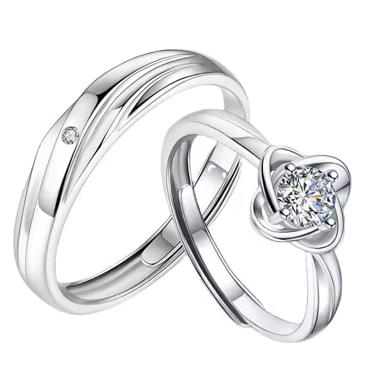 Floral Fusion Minimal Couple Rings | Fab Couture